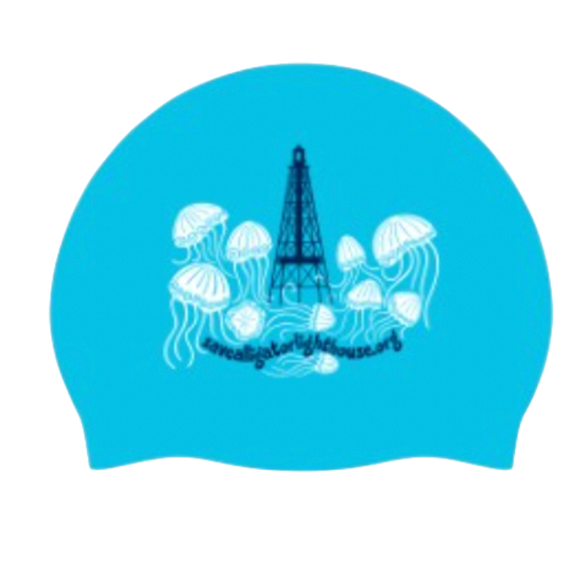 Swim Cap - Blue with Jellyfish – Save Alligator Lighthouse
